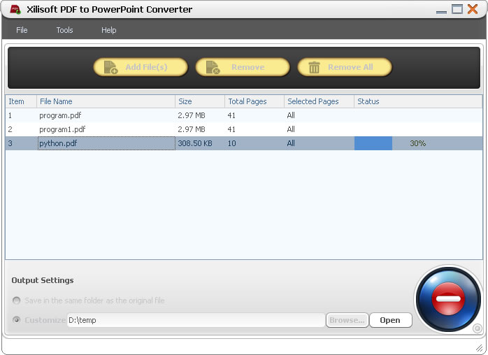 Xilisoft PDF To PowerPoint Converter Screenshot